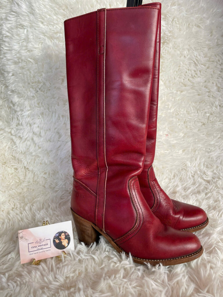 Vintage Red Leather Knee-High Boots - Tyni Vintage